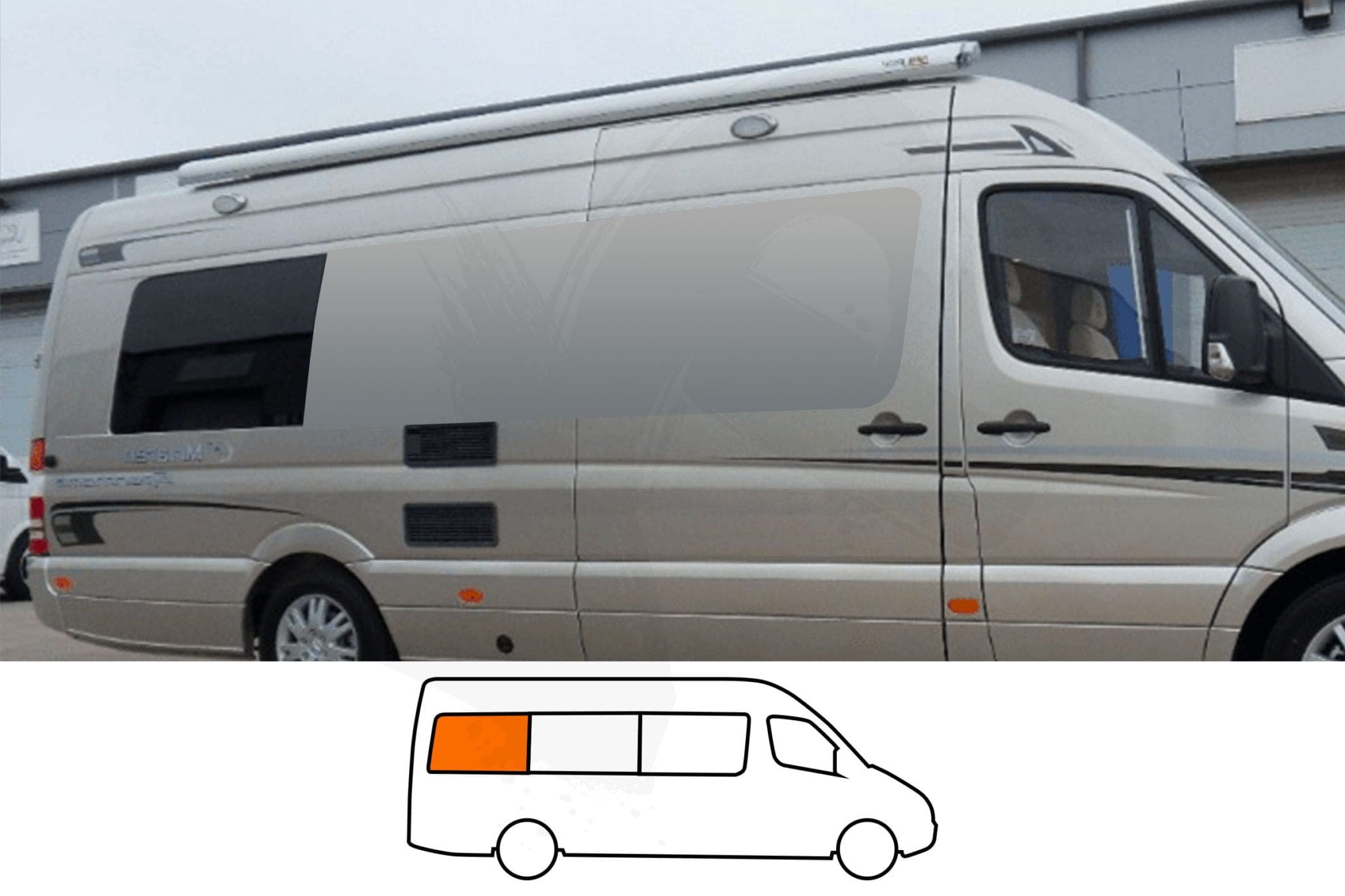 VW Crafter (LWB/XLWB) O/S Rear Fixed Window In Privacy Tint - VanPimps