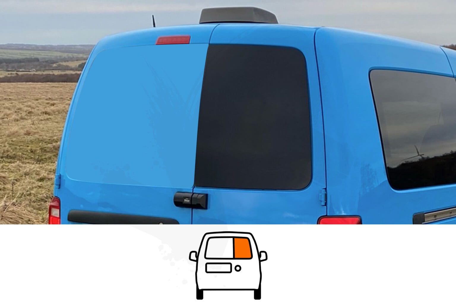 VW Caddy Maxi O/S Back Door Window In Privacy Tint - VanPimps